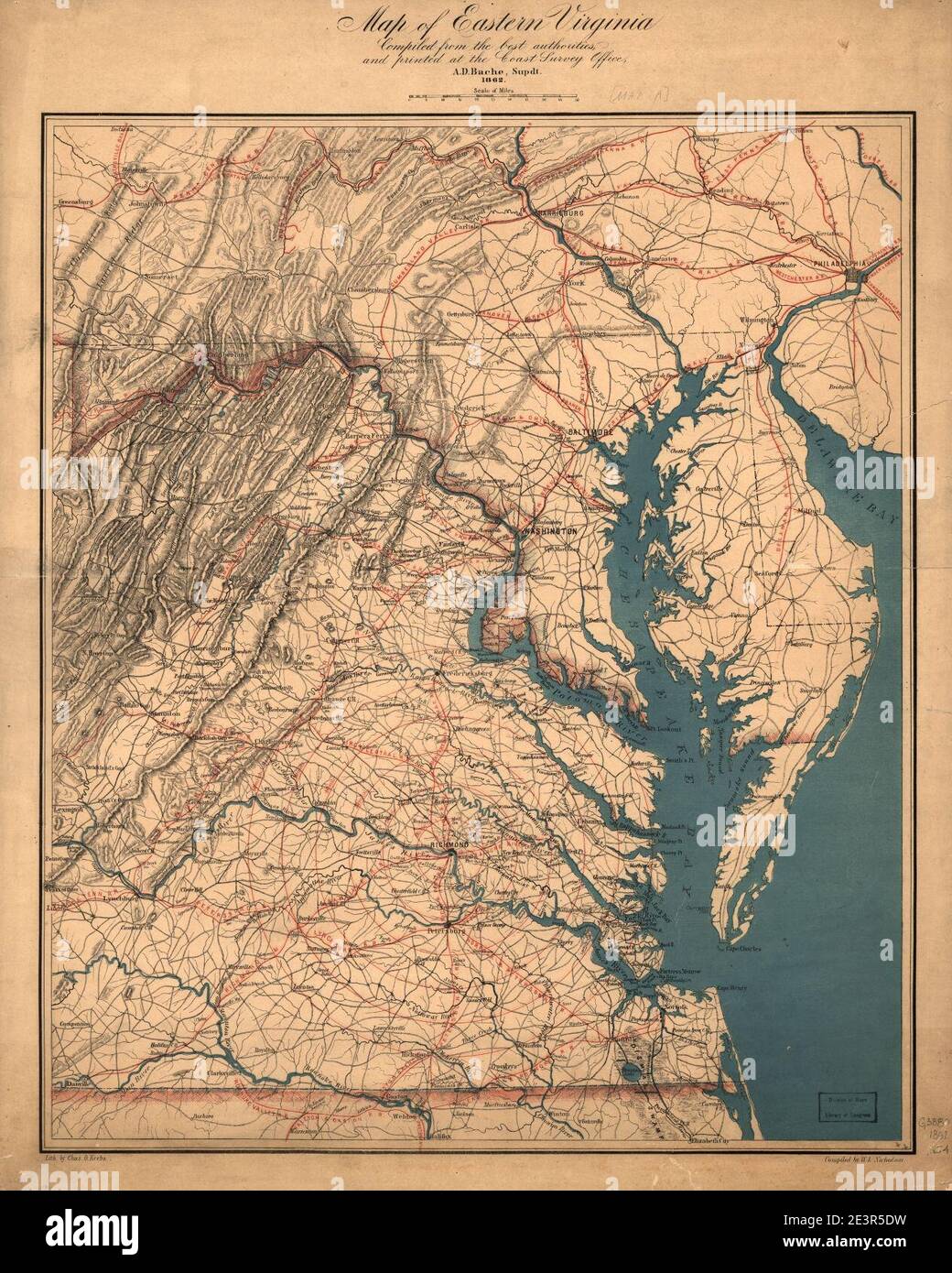 Map of eastern Virginia Stock Photo - Alamy