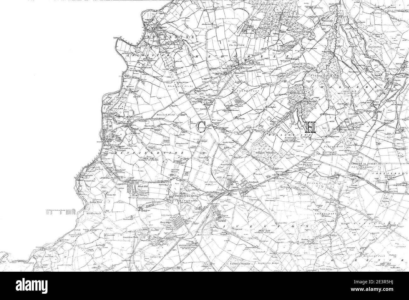 Map of Durham Sheet 011, Ordnance Survey, 1857-1867 Stock Photo - Alamy