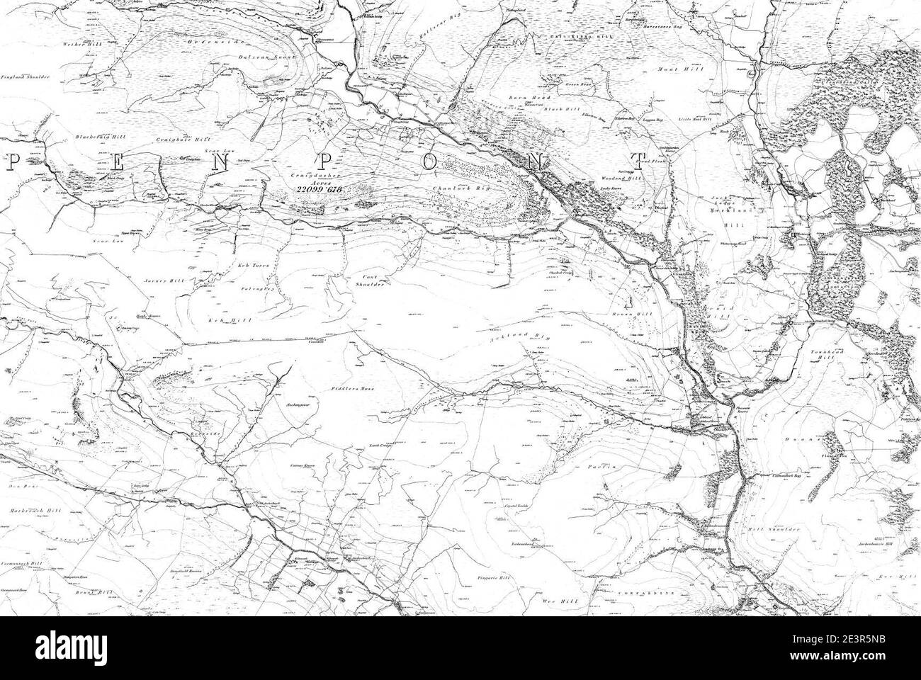 Map of Dumfriesshire Sheet 021, Ordnance Survey, 1858-1863 Stock Photo ...