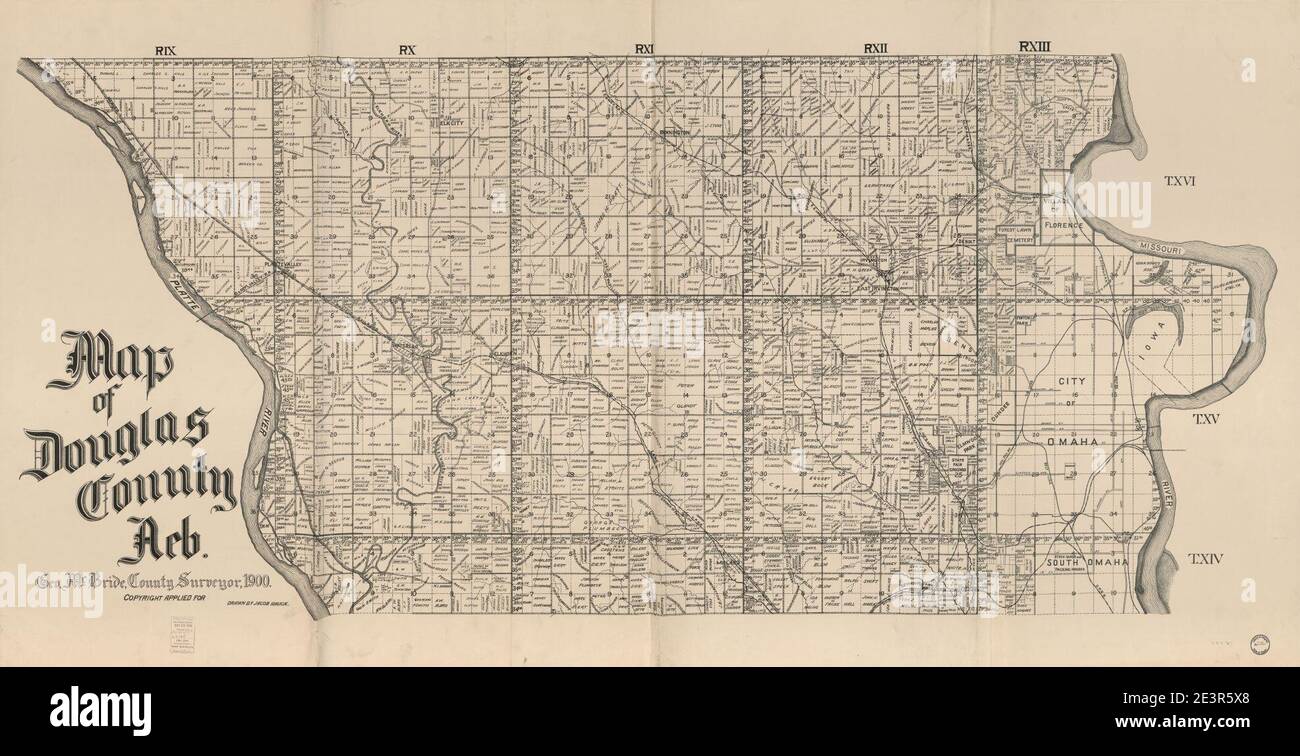 Map of Douglas County, Neb Stock Photo - Alamy