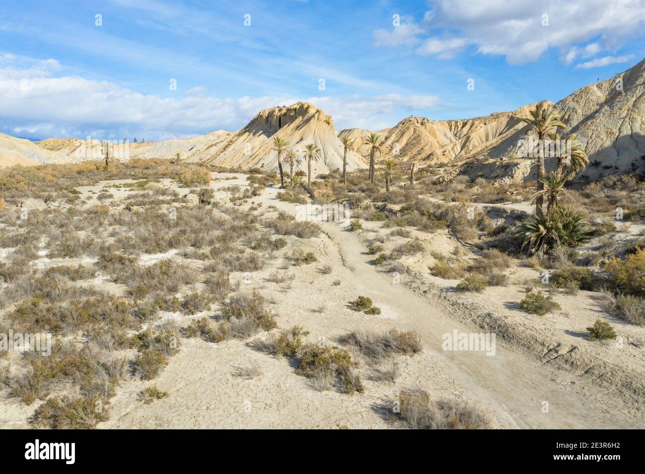 drone Aerial view of Tabernas desert landscape in Andalusia Almeria ...