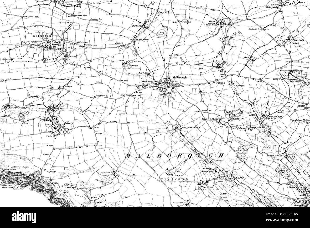 Map of Devon OS Map name 136-SW, Ordnance Survey, 1862-1898 Stock Photo ...