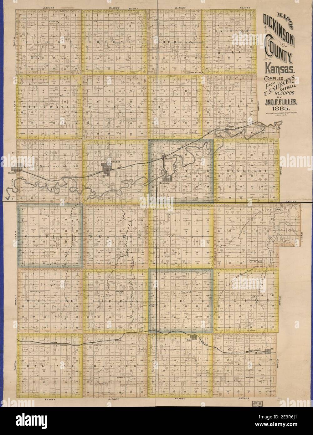 Map of Dickinson County, Kansas Stock Photo - Alamy