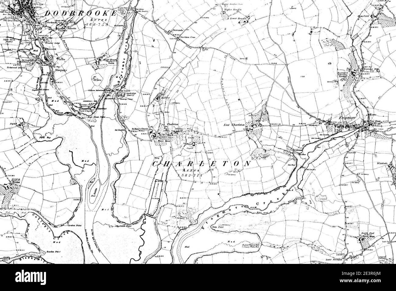 Map of Devon OS Map name 136-NE, Ordnance Survey, 1862-1898 Stock Photo ...