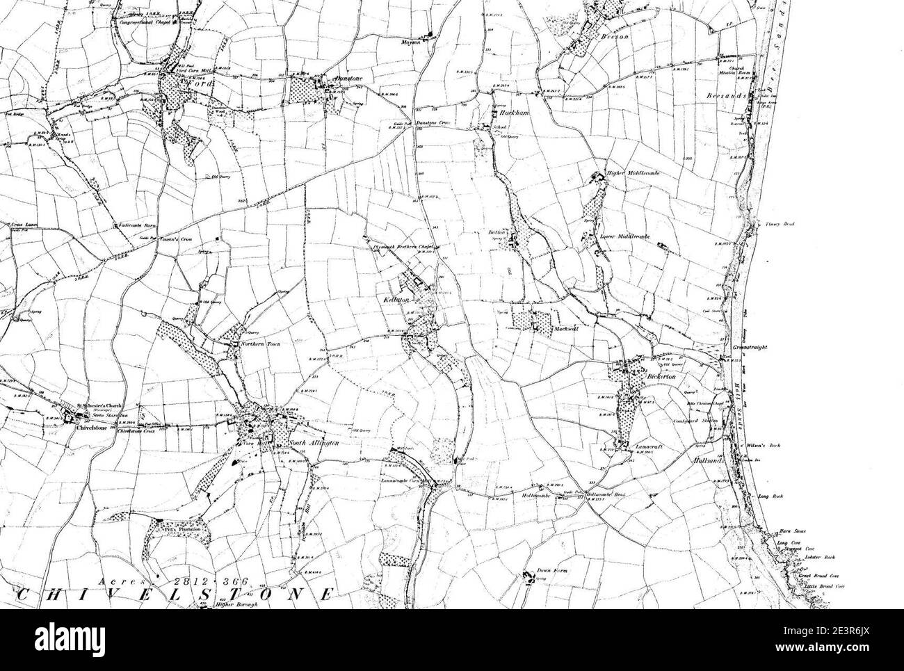 Map of Devon OS Map name 137-SW, Ordnance Survey, 1862-1898 Stock Photo ...
