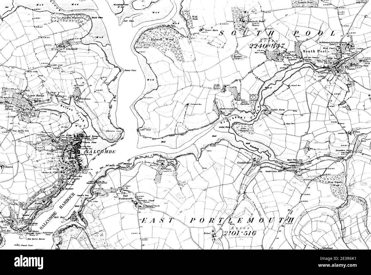 Map of Devon OS Map name 136-SE, Ordnance Survey, 1862-1898 Stock Photo ...