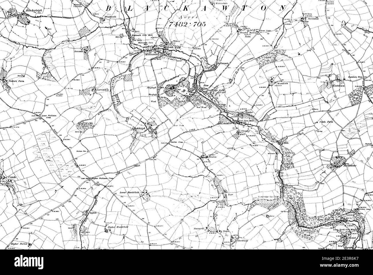 Map of Devon OS Map name 133-NW, Ordnance Survey, 1862-1898 Stock Photo ...