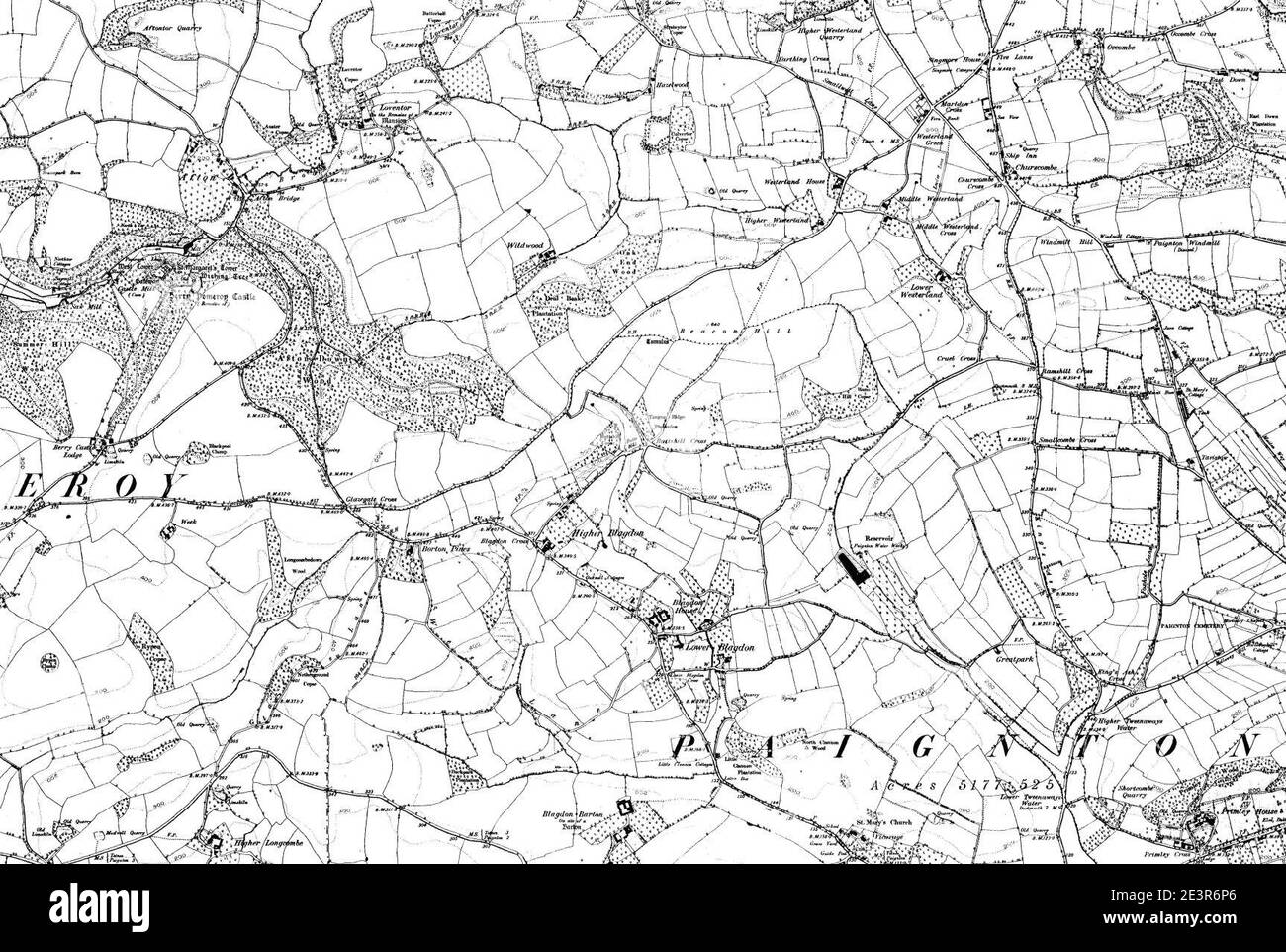 Map of Devon OS Map name 121-NE, Ordnance Survey, 1862-1898 Stock Photo ...