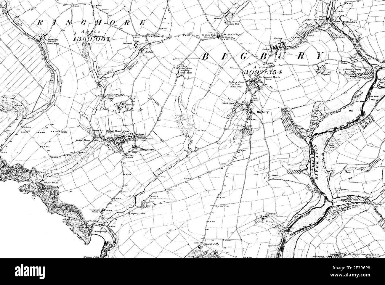 Map of Devon OS Map name 131-SE, Ordnance Survey, 1862-1898 Stock Photo - Alamy