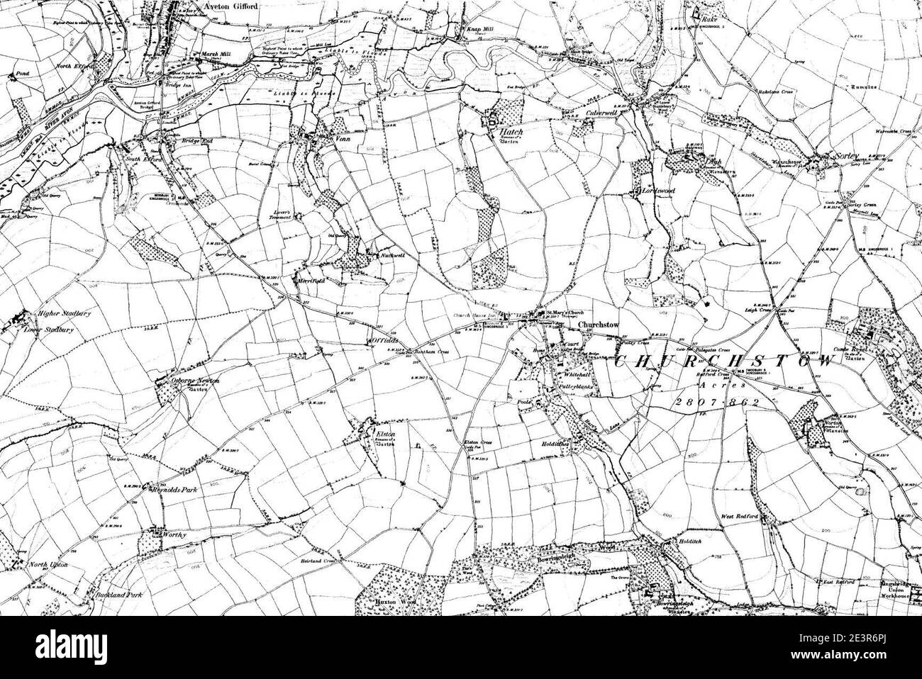 Map of Devon OS Map name 132-SW, Ordnance Survey, 1862-1898 Stock Photo ...