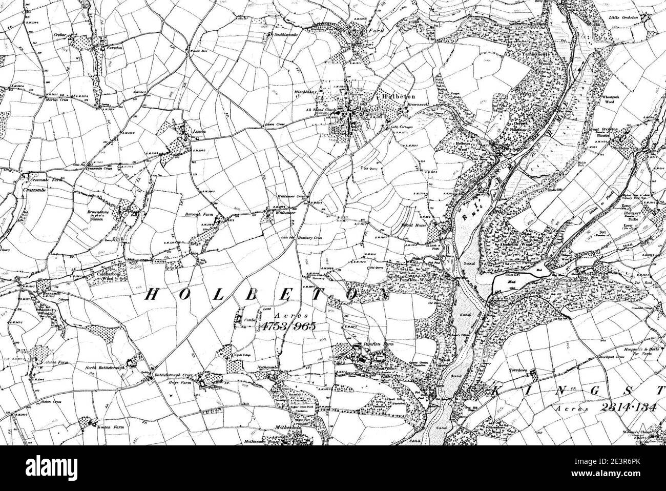 Map of Devon OS Map name 131-NW, Ordnance Survey, 1862-1898 Stock Photo ...