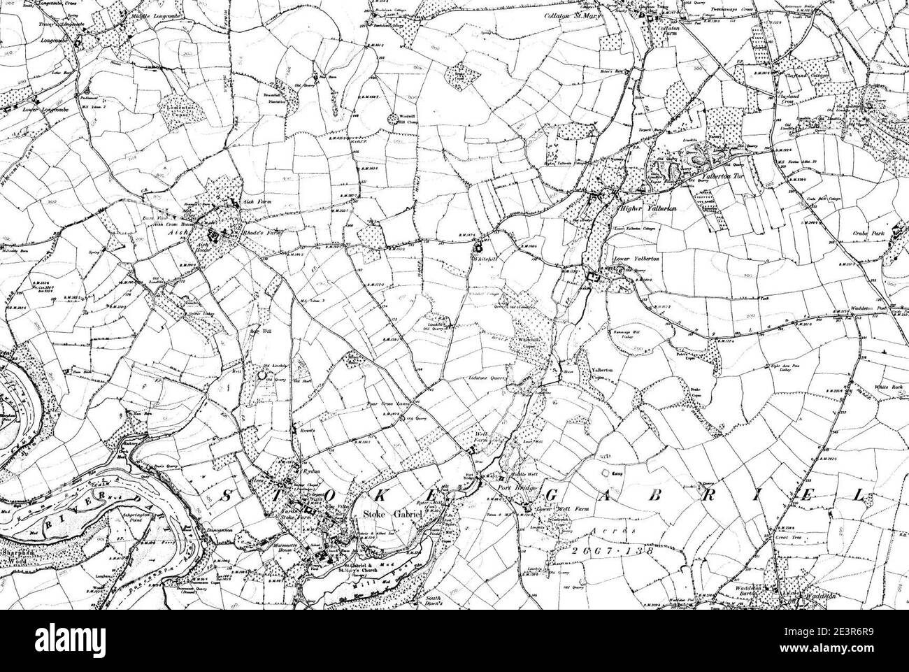 Map of Devon OS Map name 121-SE, Ordnance Survey, 1862-1898 Stock Photo ...