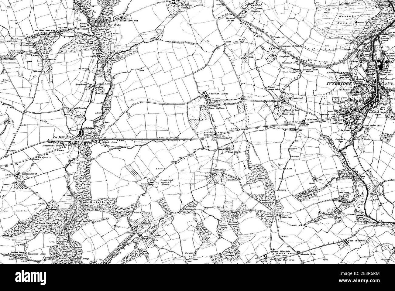 Map of Devon OS Map name 125-NW, Ordnance Survey, 1862-1898 Stock Photo ...