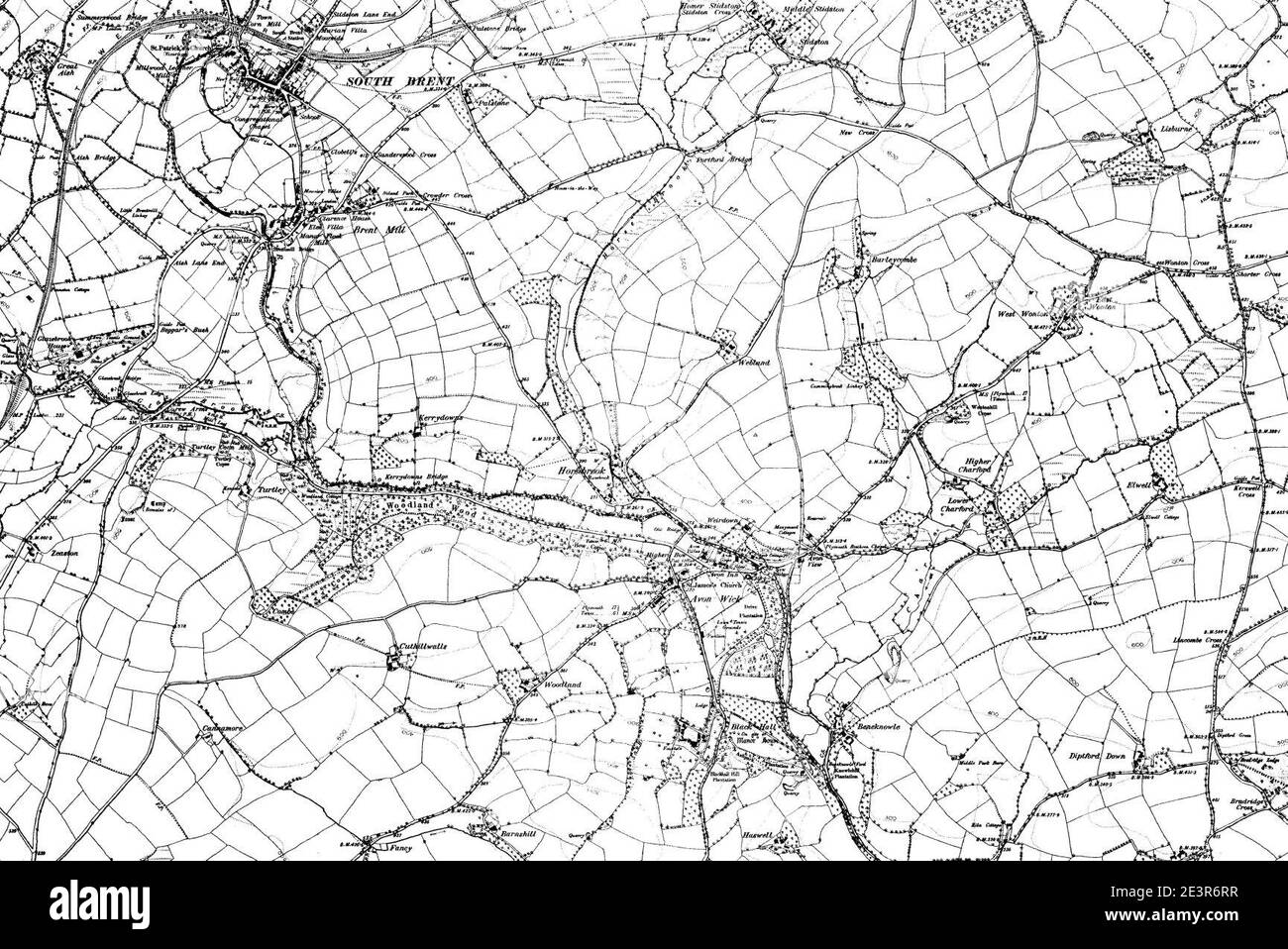 Map of Devon OS Map name 120-SW, Ordnance Survey, 1862-1898 Stock Photo ...