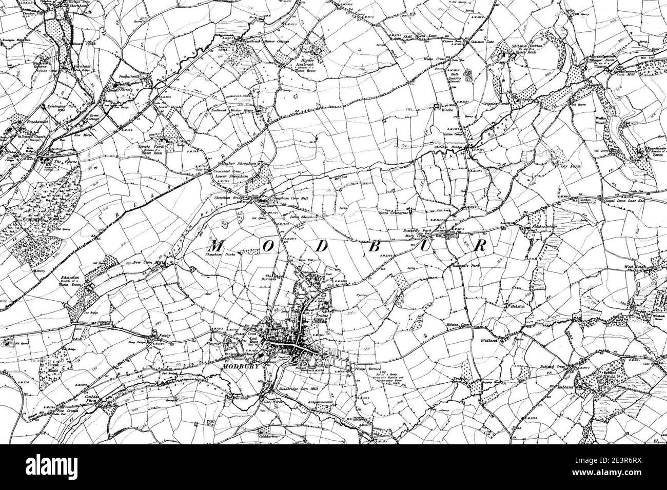 Map of Devon OS Map name 125-SE, Ordnance Survey, 1862-1898 Stock Photo ...