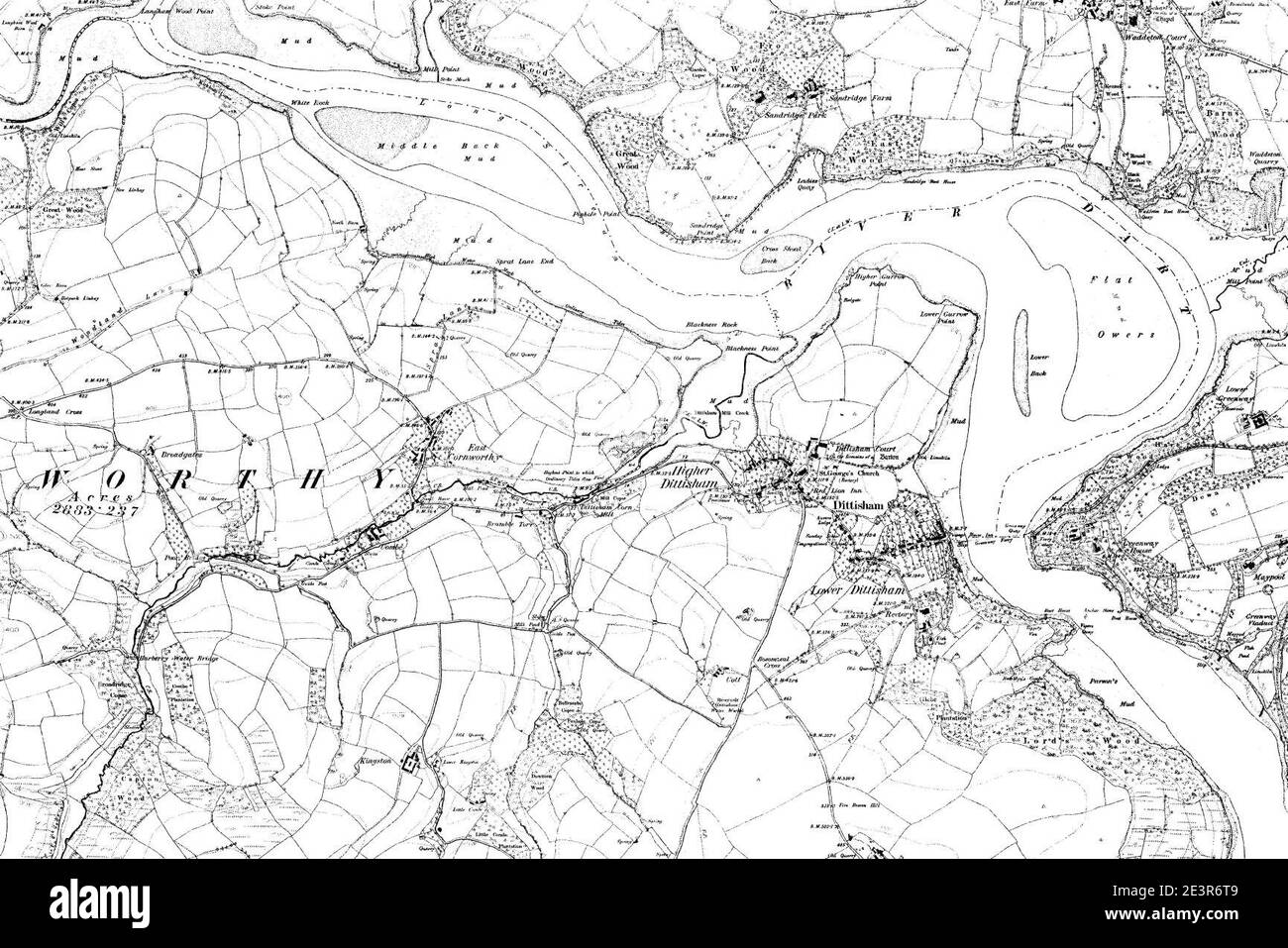 Map of Devon OS Map name 127-NE, Ordnance Survey, 1862-1898 Stock Photo ...