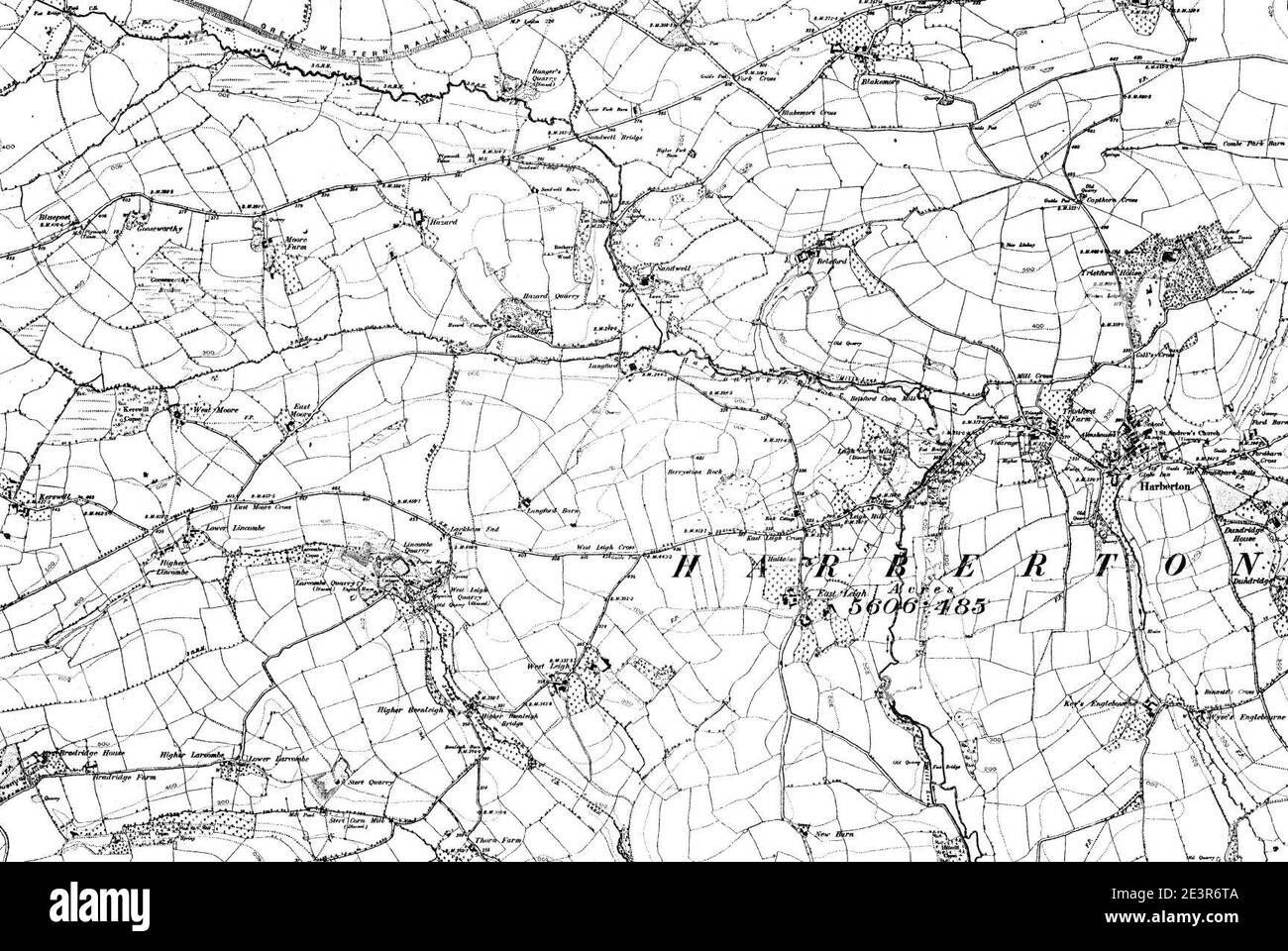 Map of Devon OS Map name 120-SE, Ordnance Survey, 1862-1898 Stock Photo ...