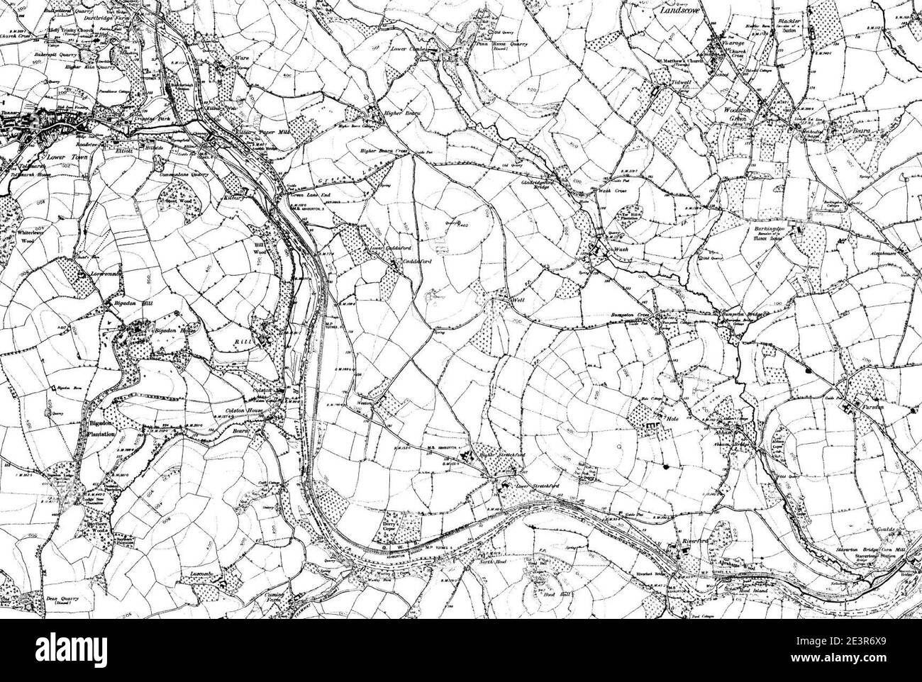 Map of Devon OS Map name 114-SE, Ordnance Survey, 1862-1898 Stock Photo ...