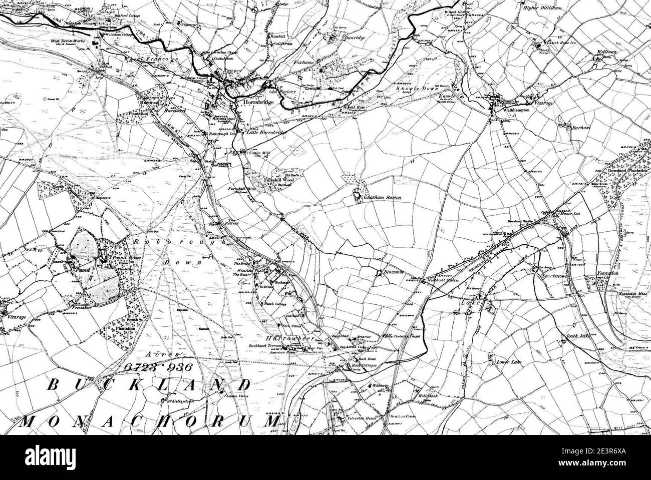 Map of Devon OS Map name 112-NW, Ordnance Survey, 1862-1898 Stock Photo ...