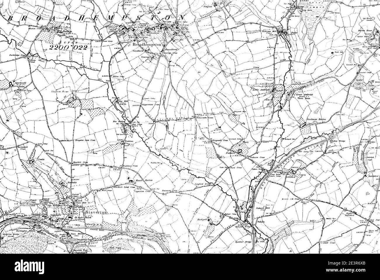 Map of Devon OS Map name 115-SW, Ordnance Survey, 1862-1898 Stock Photo ...
