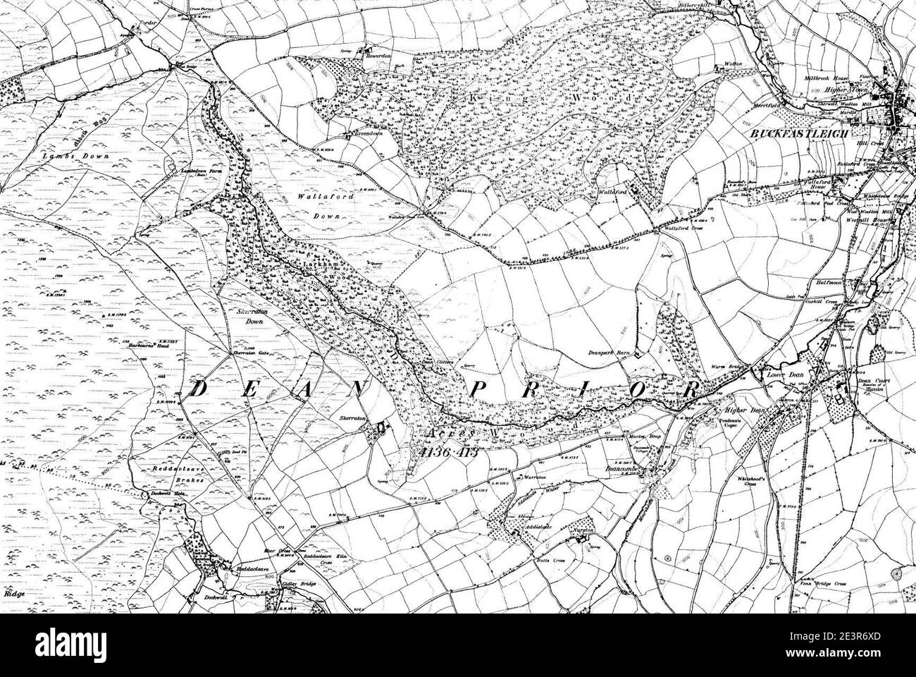 Map of Devon OS Map name 114-SW, Ordnance Survey, 1862-1898 Stock Photo ...