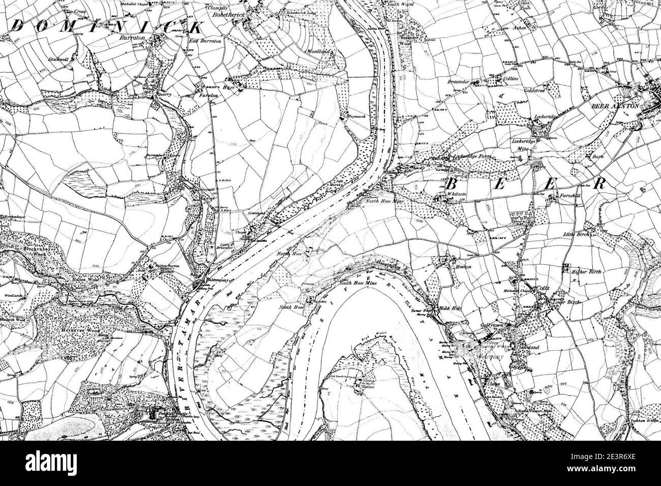 Map of Devon OS Map name 111-SW, Ordnance Survey, 1862-1898 Stock Photo ...