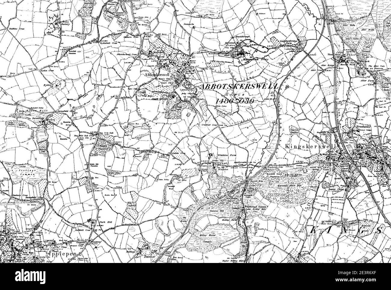 Map of Devon OS Map name 115-NE, Ordnance Survey, 1862-1898 Stock Photo ...