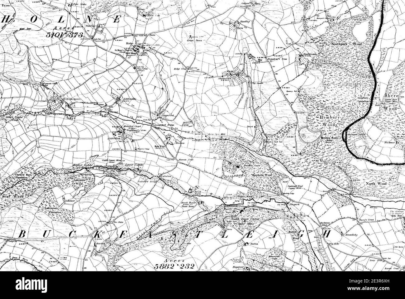 Map of Devon OS Map name 114-NW, Ordnance Survey, 1862-1898 Stock Photo ...