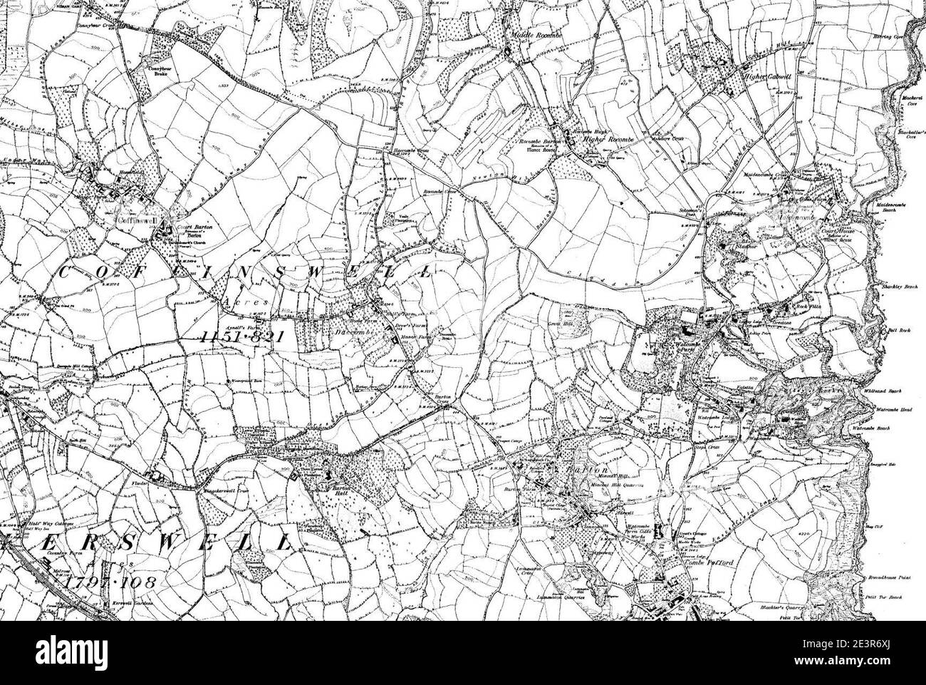 Map of Devon OS Map name 116-NW, Ordnance Survey, 1862-1898 Stock Photo ...