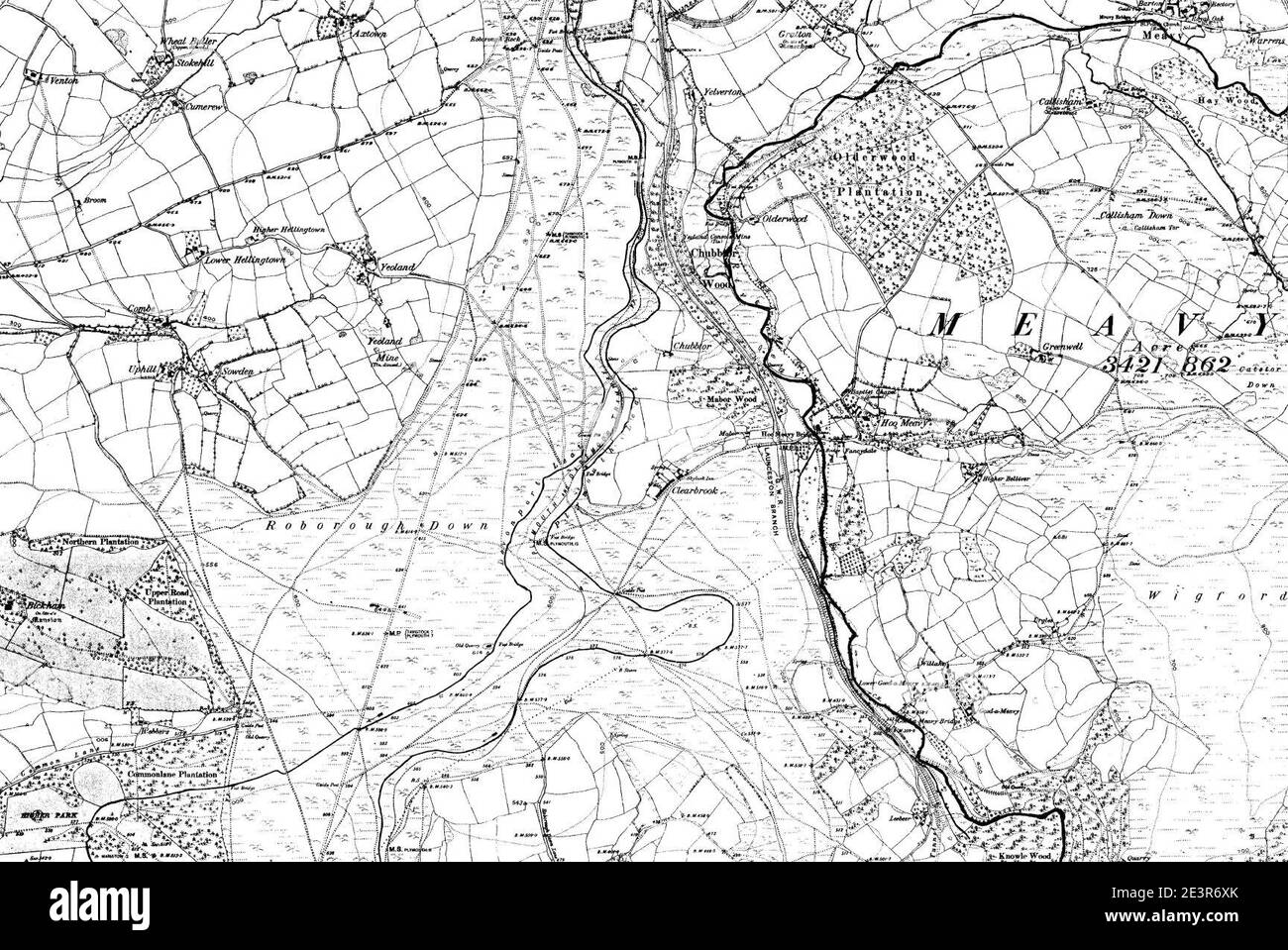 Map of Devon OS Map name 112-SW, Ordnance Survey, 1862-1898 Stock Photo ...