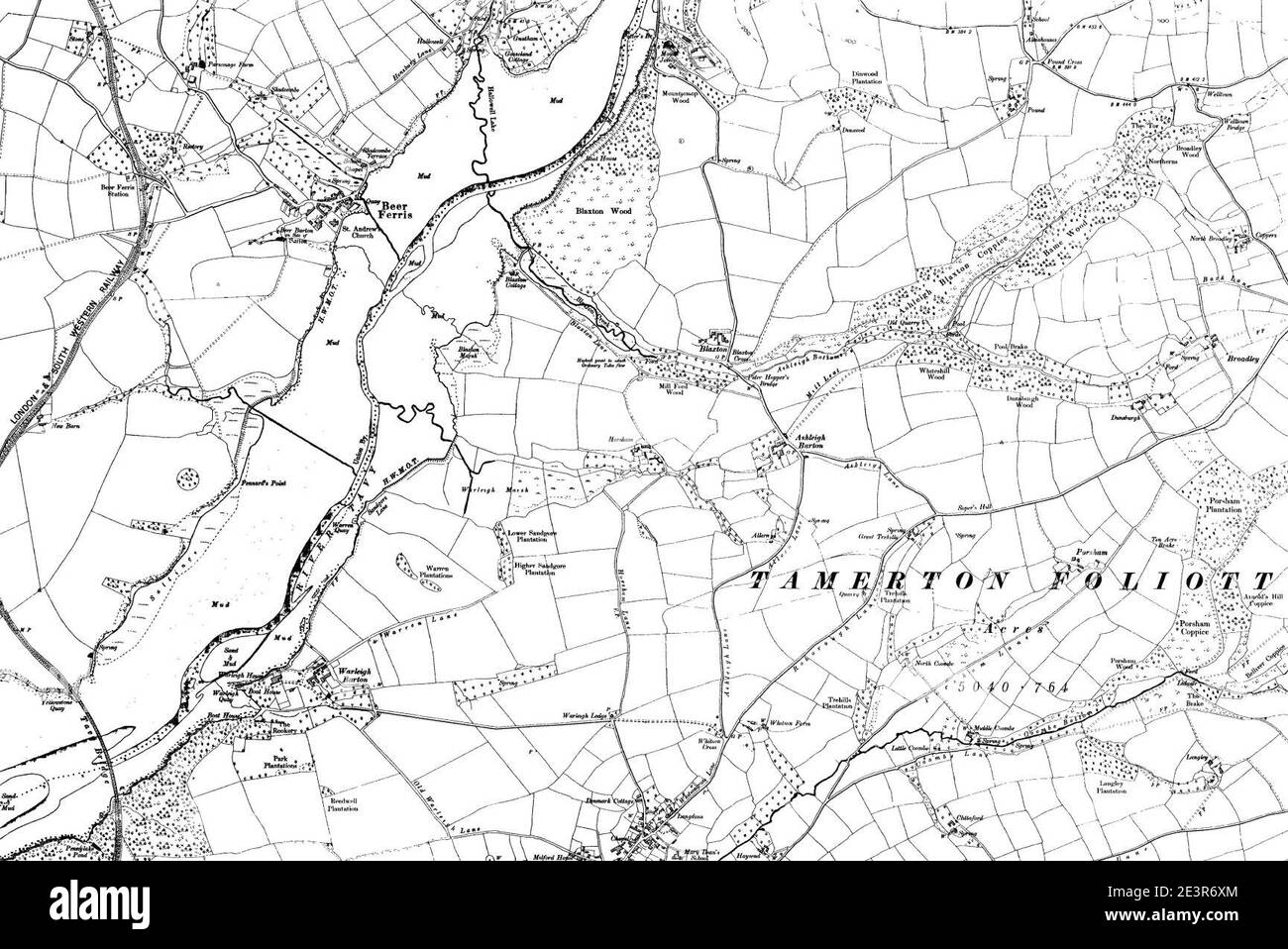 Map of Devon OS Map name 117-NE, Ordnance Survey, 1862-1898 Stock Photo ...