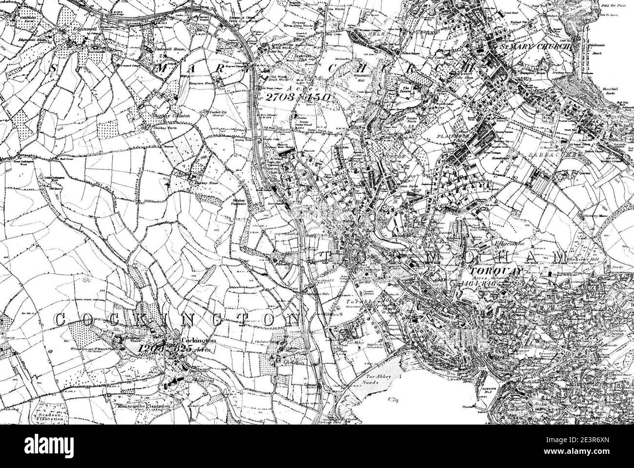 Map of Devon OS Map name 116-SW, Ordnance Survey, 1862-1898 Stock Photo ...