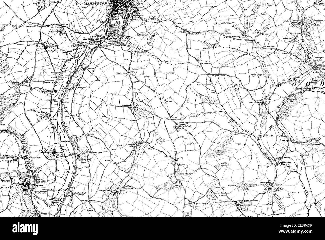 Map of Devon OS Map name 114-NE, Ordnance Survey, 1862-1898 Stock Photo ...
