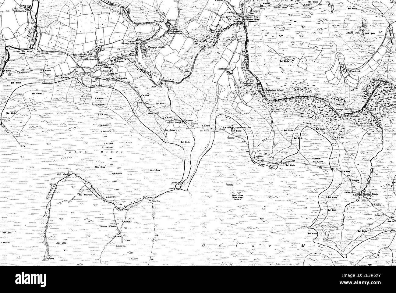 Map of Devon OS Map name 107-SE, Ordnance Survey, 1862-1898 Stock Photo ...