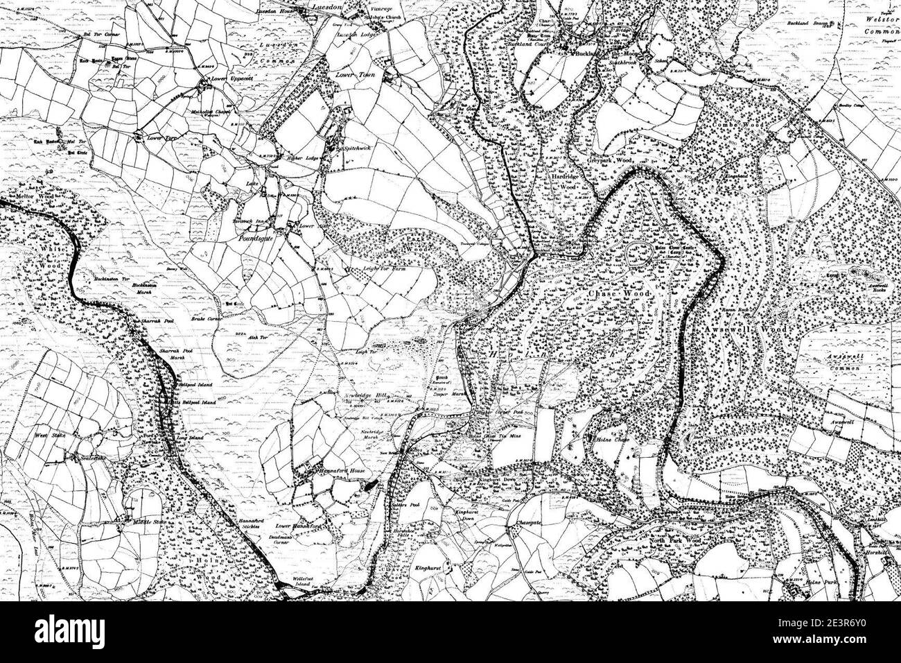 Map of Devon OS Map name 108-SW, Ordnance Survey, 1862-1898 Stock Photo ...
