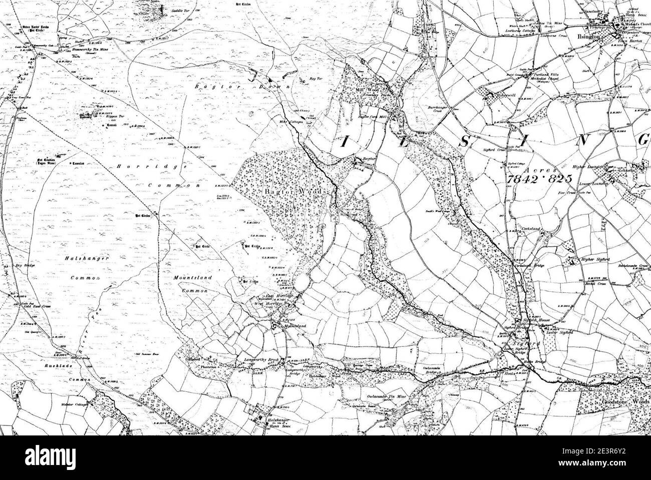 Map of Devon OS Map name 108-NE, Ordnance Survey, 1862-1898 Stock Photo ...