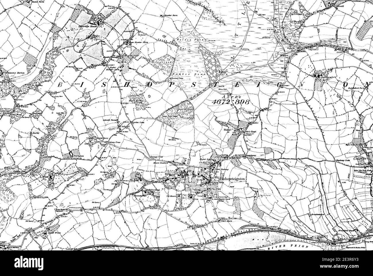 Map of Devon OS Map name 110-NW, Ordnance Survey, 1862-1898 Stock Photo ...