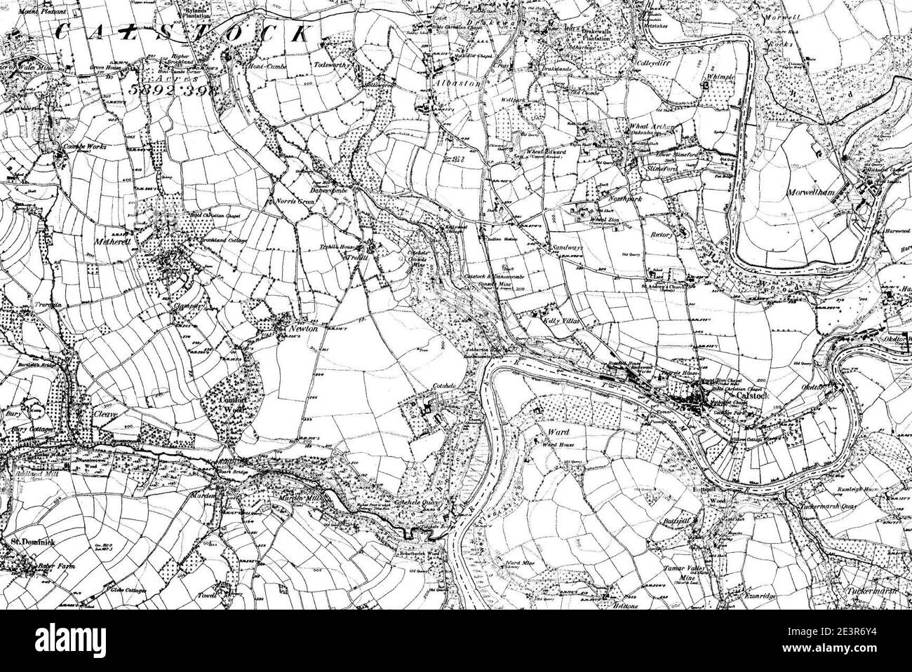 Map of Devon OS Map name 111-NW, Ordnance Survey, 1862-1898 Stock Photo ...