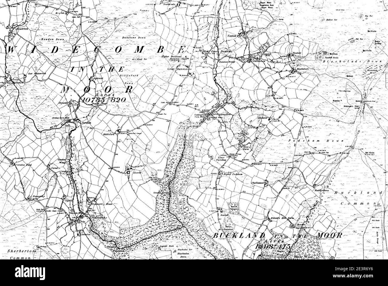 Map of Devon OS Map name 108-NW, Ordnance Survey, 1862-1898 Stock Photo ...