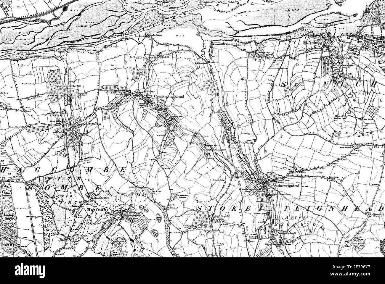 Map of Devon OS Map name 110-SW, Ordnance Survey, 1862-1898 Stock Photo ...