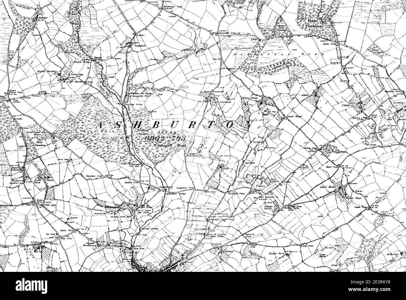 Map of Devon OS Map name 108-SE, Ordnance Survey, 1862-1898 Stock Photo ...