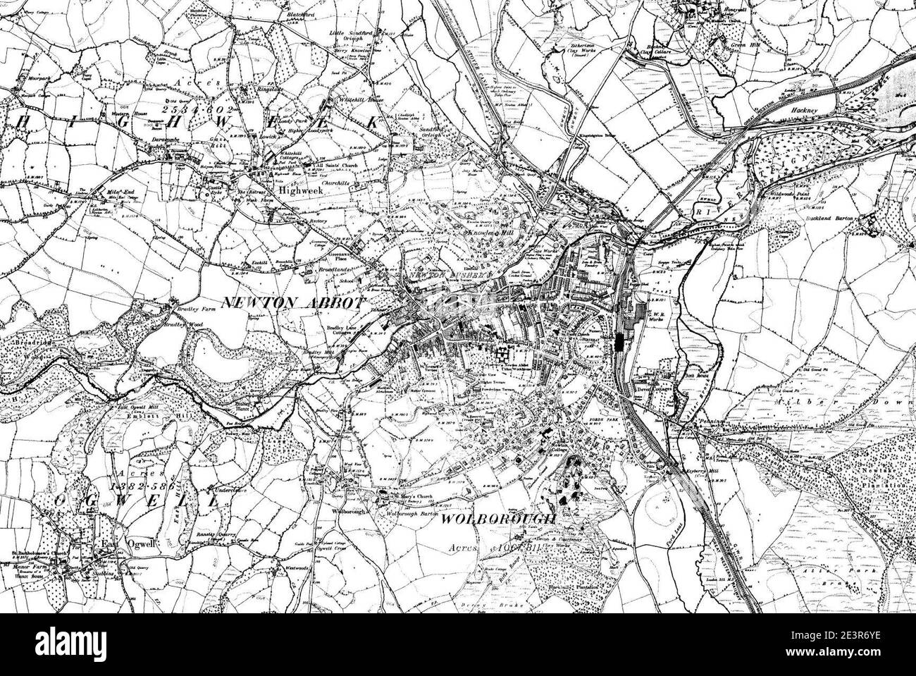 Map of Devon OS Map name 109-SE, Ordnance Survey, 1862-1898 Stock Photo ...