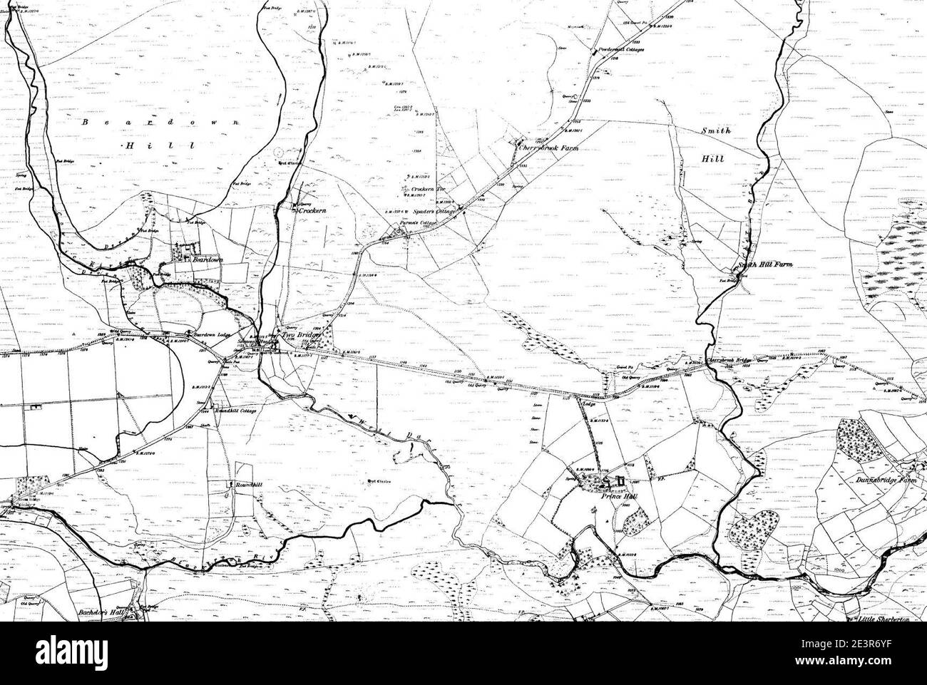 Map of Devon OS Map name 107-NW, Ordnance Survey, 1862-1898 Stock Photo ...