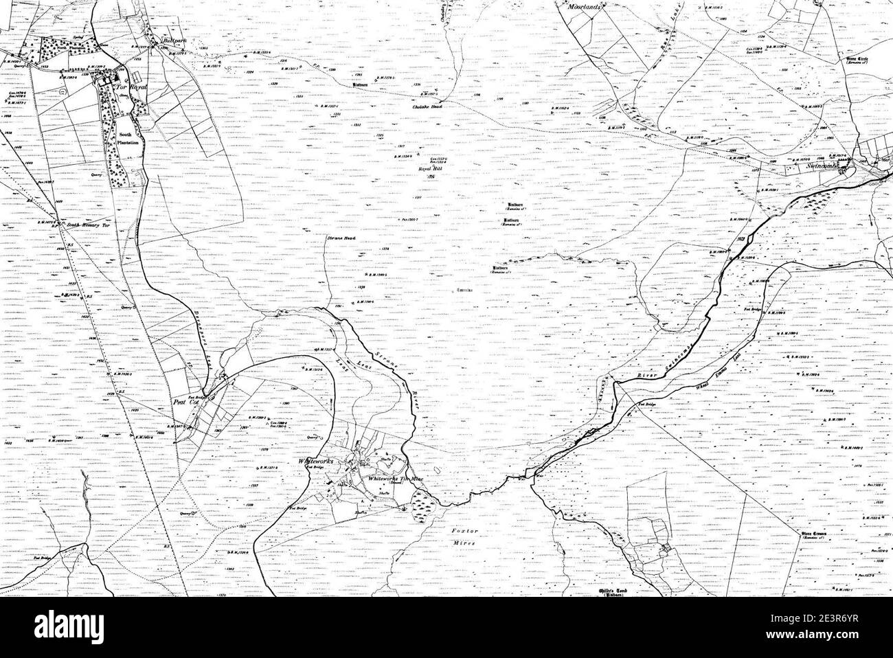 Map of Devon OS Map name 107-SW, Ordnance Survey, 1862-1898 Stock Photo ...