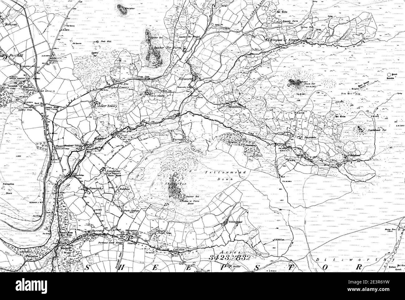 Map of Devon OS Map name 112-NE, Ordnance Survey, 1862-1898 Stock Photo ...