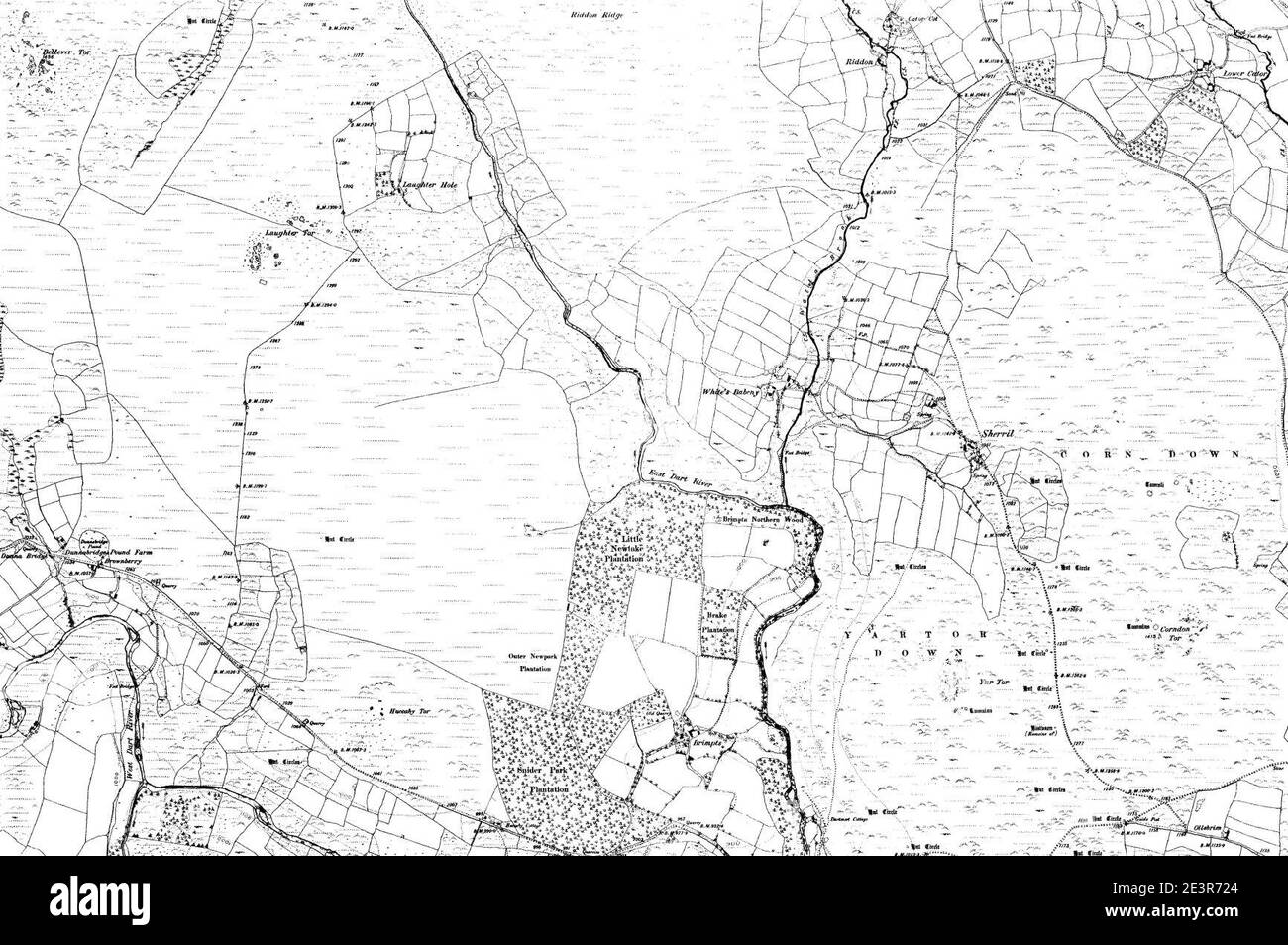 Map of Devon OS Map name 107-NE, Ordnance Survey, 1862-1898 Stock Photo ...
