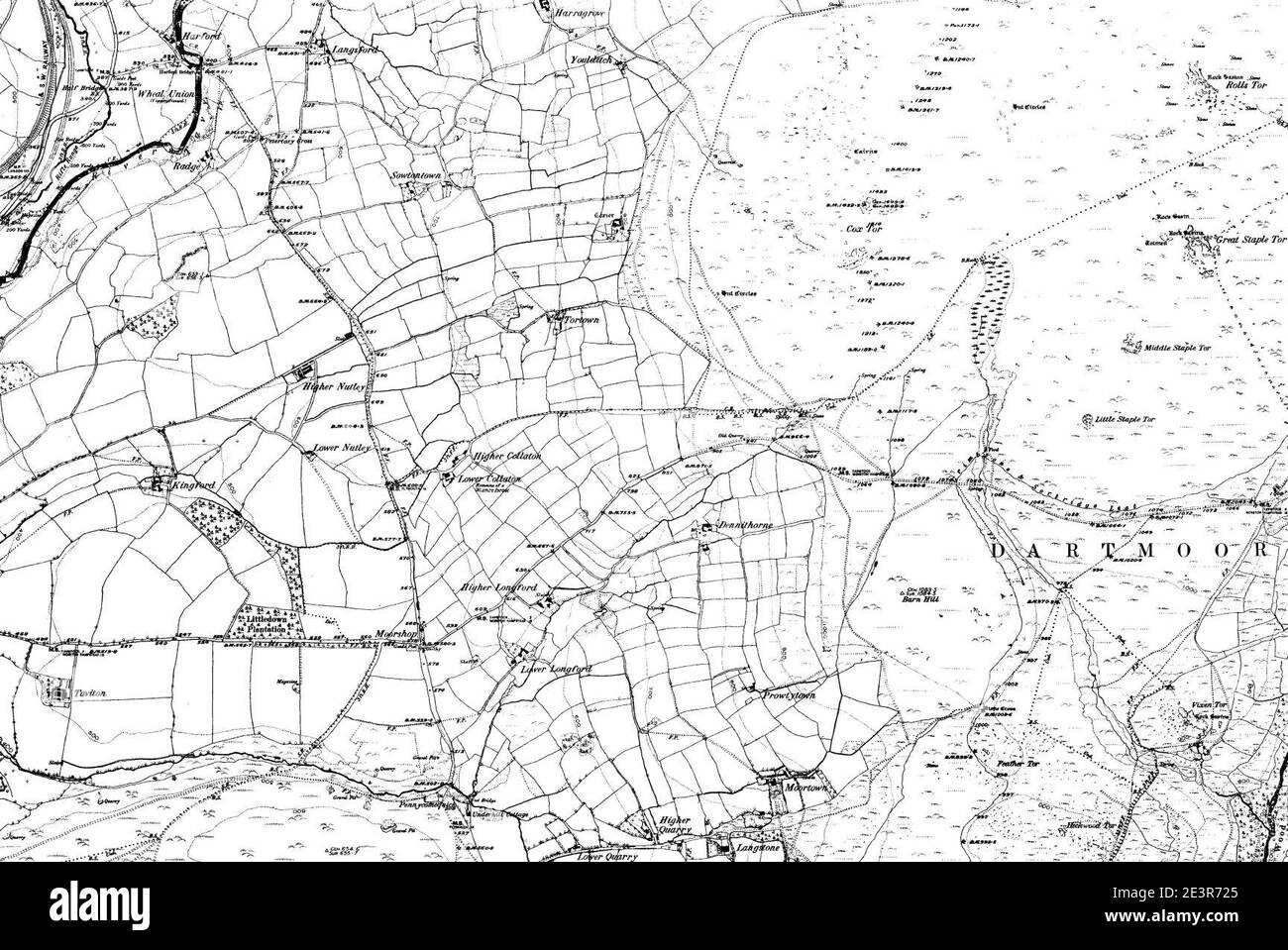 Map of Devon OS Map name 106-NW, Ordnance Survey, 1862-1898 Stock Photo ...