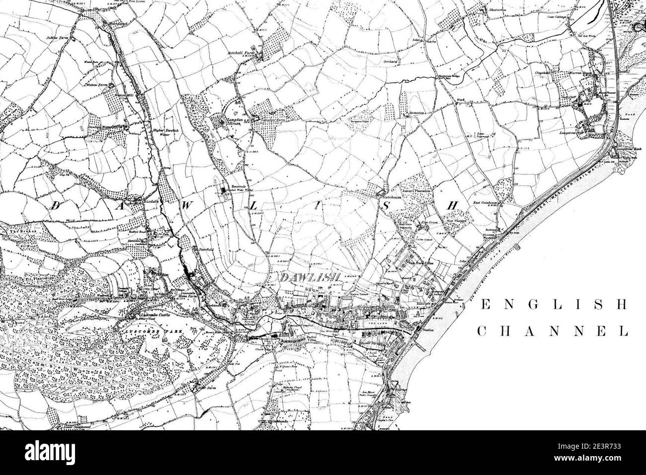 Map of Devon OS Map name 102-SE, Ordnance Survey, 1862-1898 Stock Photo ...