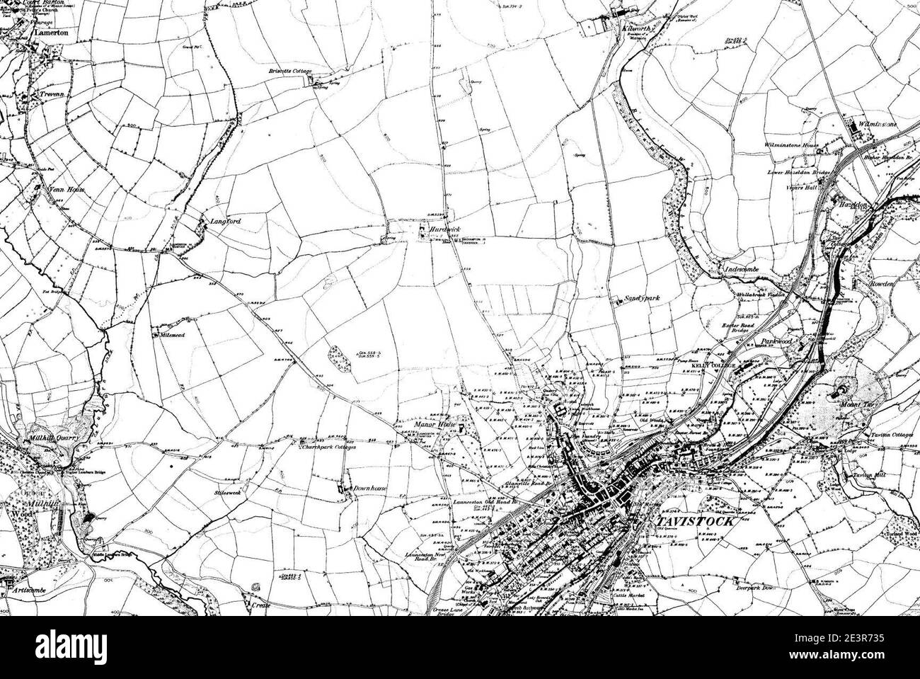 Map of Devon OS Map name 105-NE, Ordnance Survey, 1862-1898 Stock Photo ...