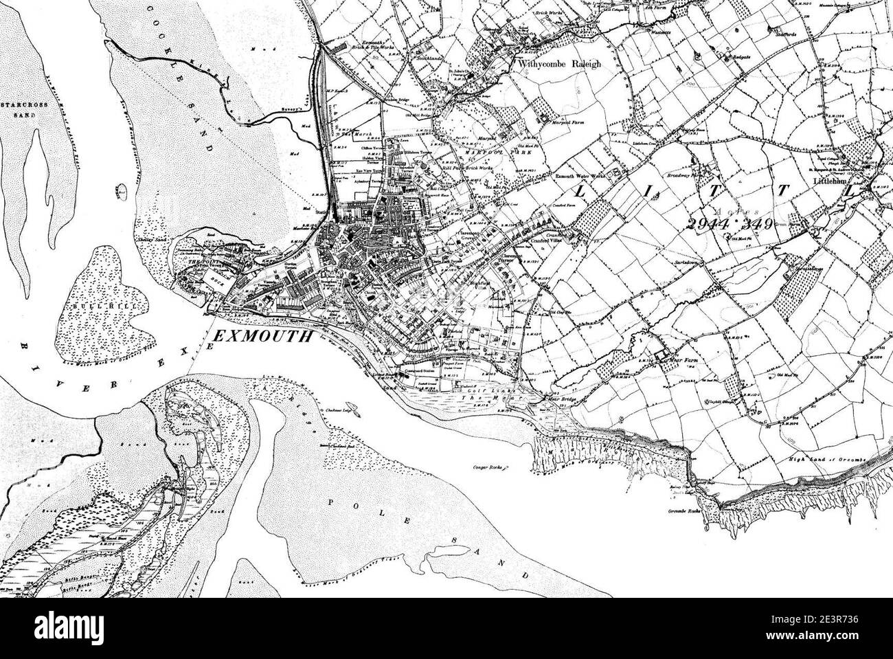 Map of Devon OS Map name 103-NW, Ordnance Survey, 1862-1898 Stock Photo ...